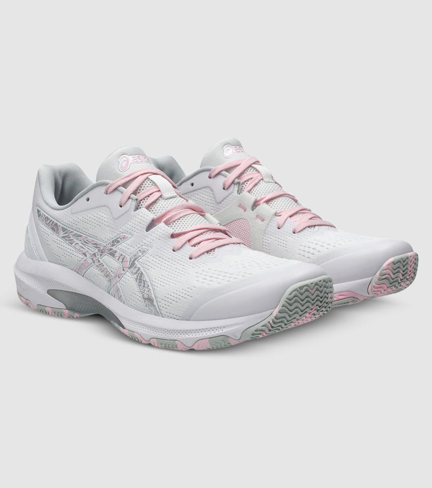 ASICS NETBURNER SHIELD FF WOMENS NETBALL SHOES WHITE COTTON CANDY | The ...