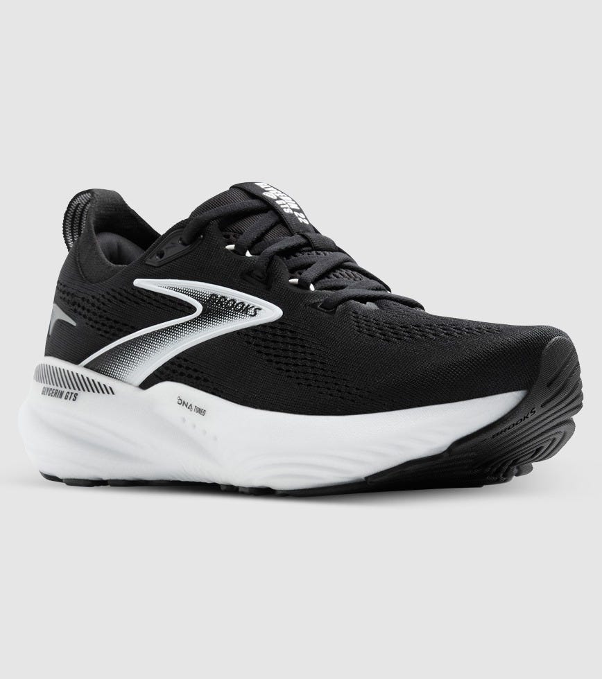 BROOKS GLYCERIN GTS 22 MENS BLACK WHITE | The Athlete's Foot