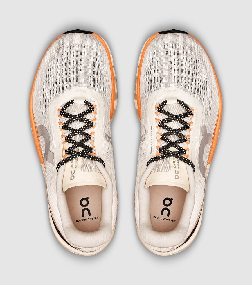 ON RUNNING CLOUDMONSTER 2 WOMENS IVORY | TANGERINE | The Athlete's Foot