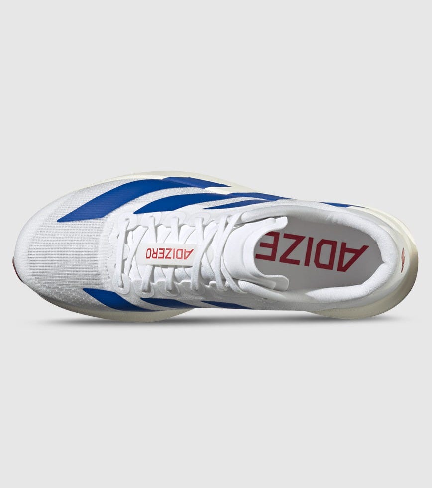 ADIDAS ADIZERO EVO SL MENS FTWR WHITE LUCID BLUE BETTER SCARLET | The ...
