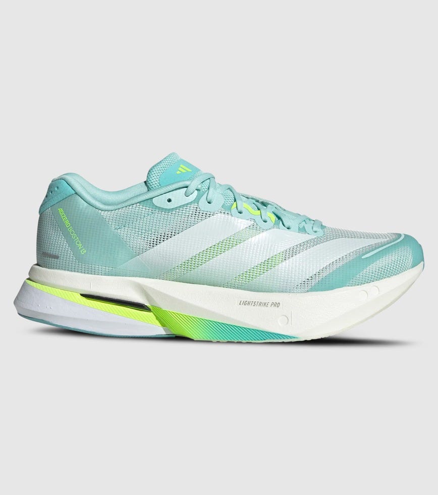ADIDAS ADIZERO BOSTON 13 WOMENS SEMI FLASH AQUA ZERO MET. LUCID LEMON ...